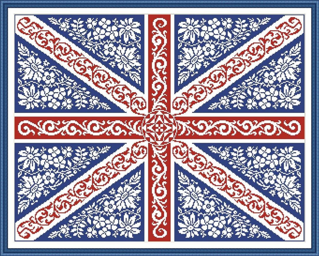 UK British Flag Union Jack Flag Cross Stitch Pattern Large Design ...