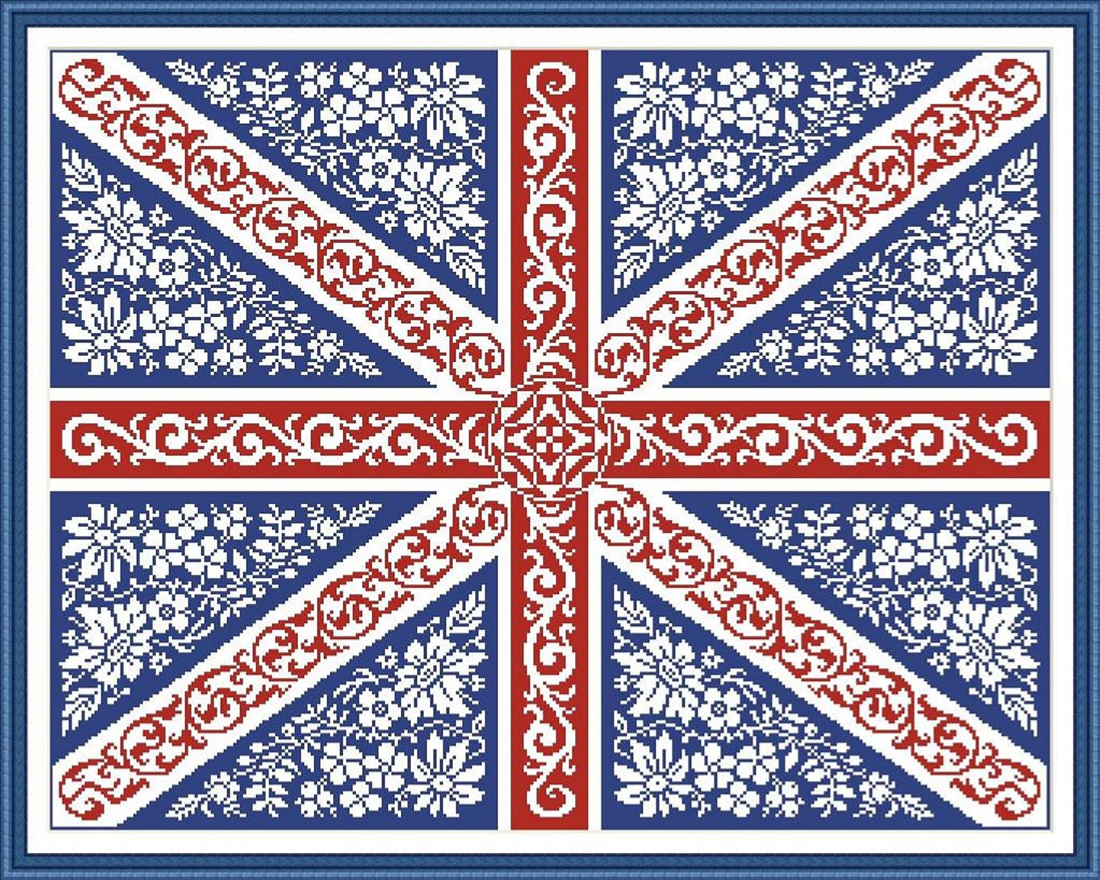 UK British Flag Union Jack Flag Cross Stitch Pattern Large Design ...