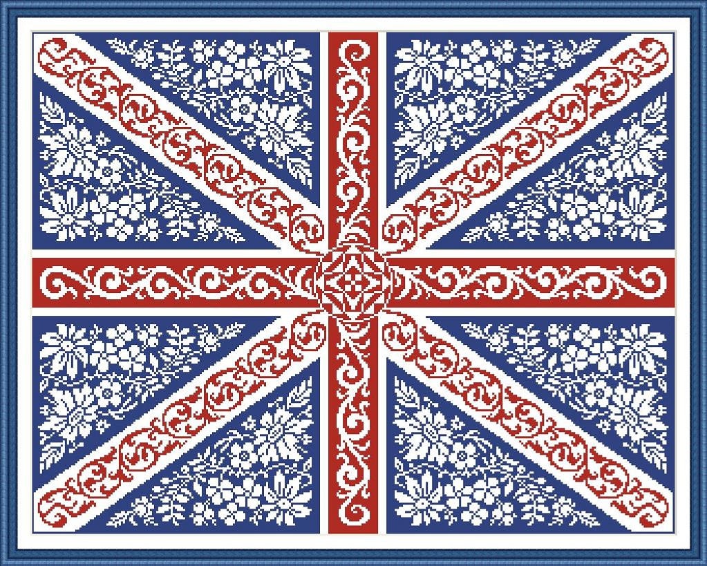 UK British Flag Union Jack Flag Cross Stitch Pattern Large Design ...