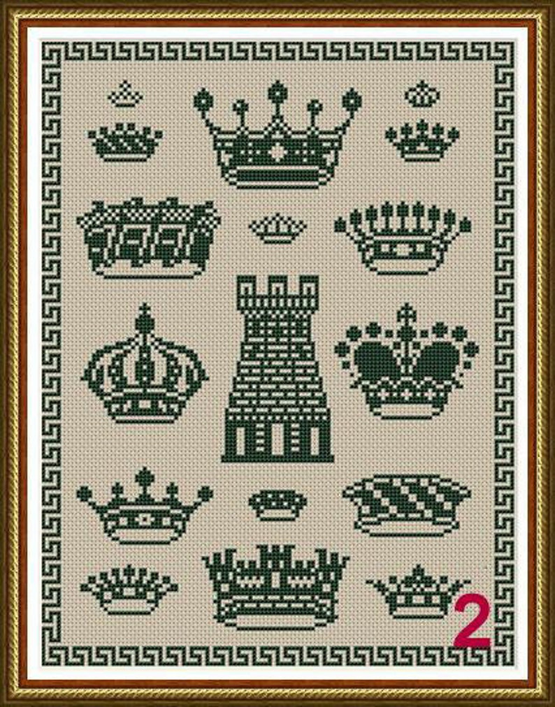 Cross Stitch Sampler Heraldic Symbols Monochrome Samplers 1-8 Counted ...