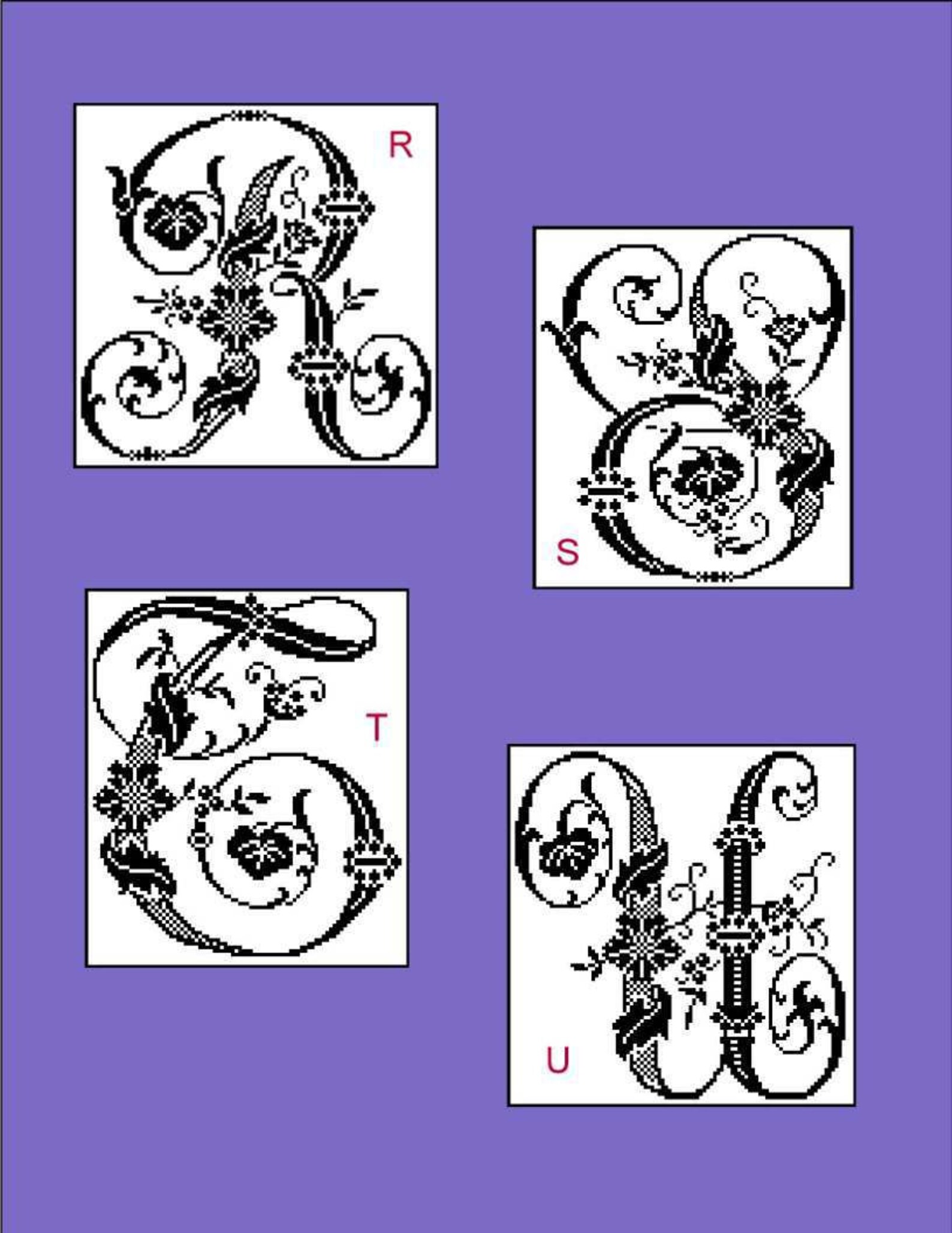 Monogram Pattern Large Antique Letters Floral Decorative - Etsy