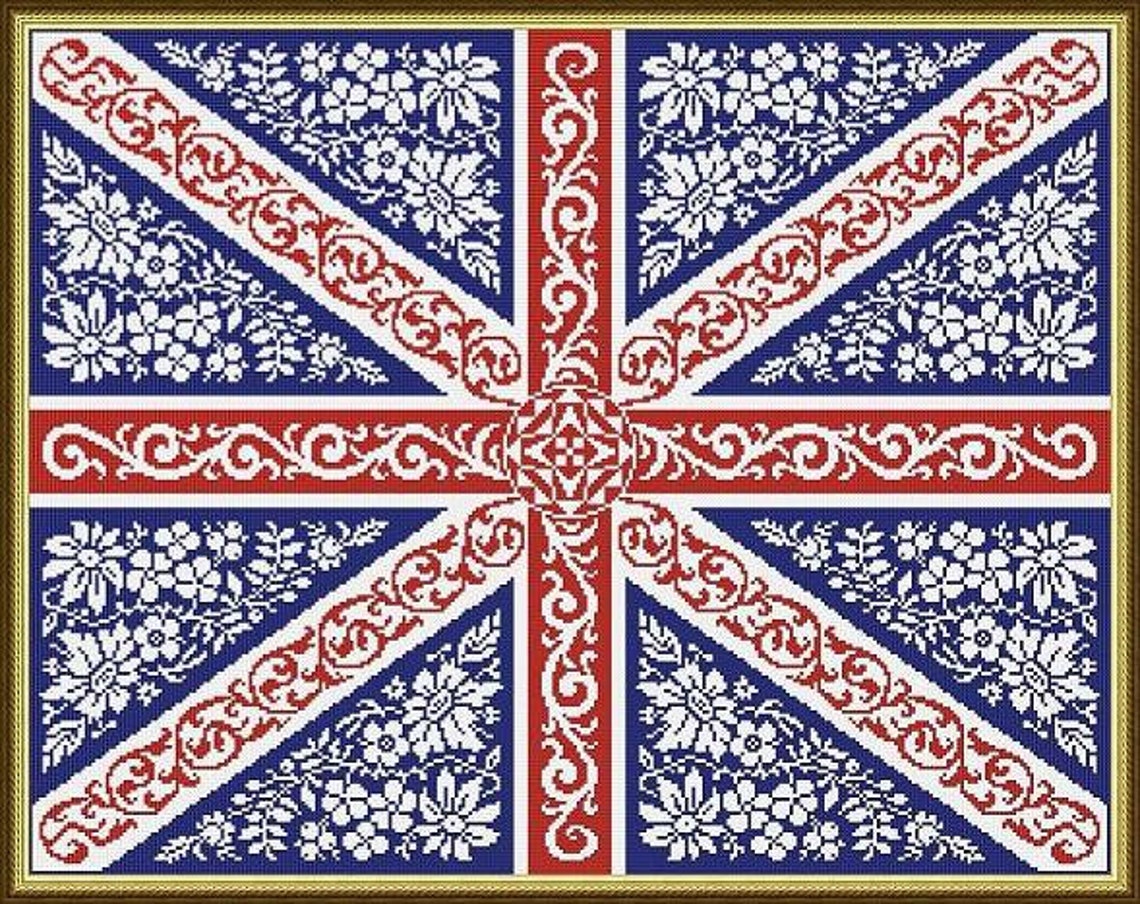 UK British Flag Union Jack Flag Cross Stitch Pattern Large - Etsy
