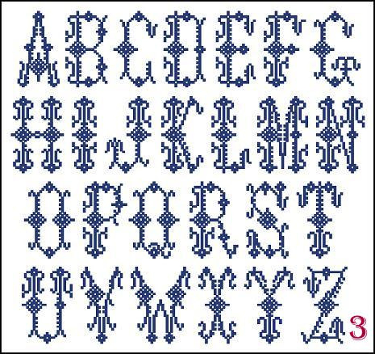 Antique Letters Alphabet All Letters Monograms 6 Designs Counted Cross ...