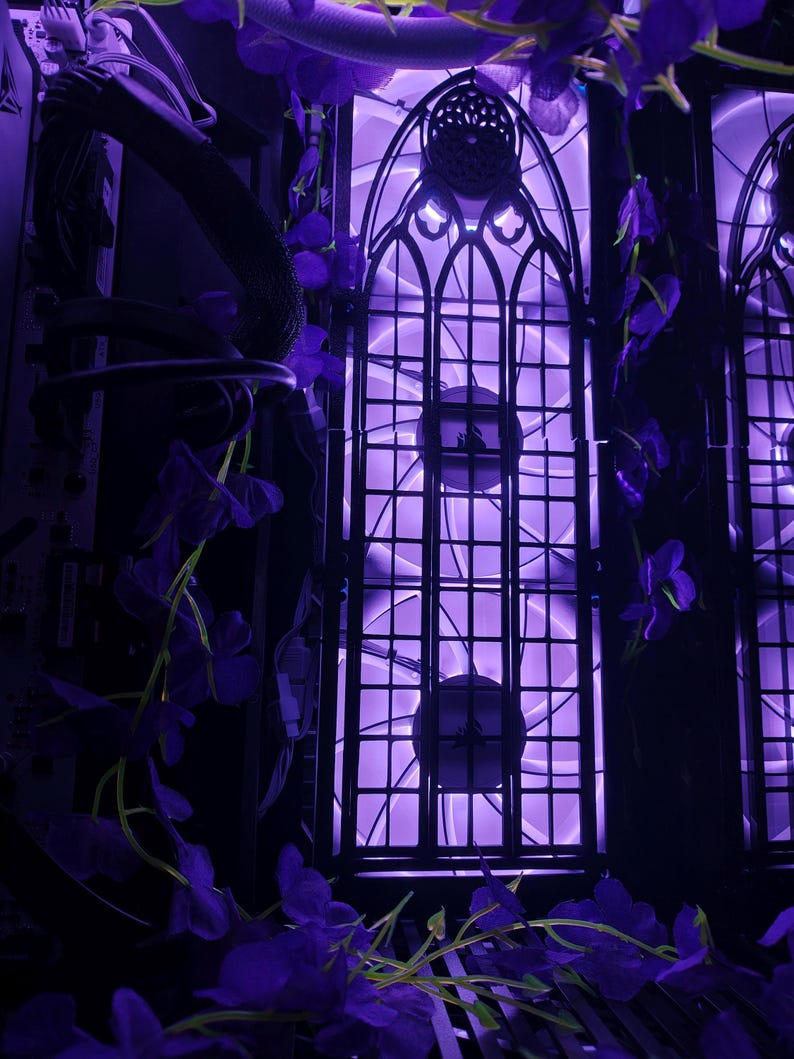 Gothic Floral PC Fan Grill – 3D Printed Cathedral Window Cover, Ornate ...