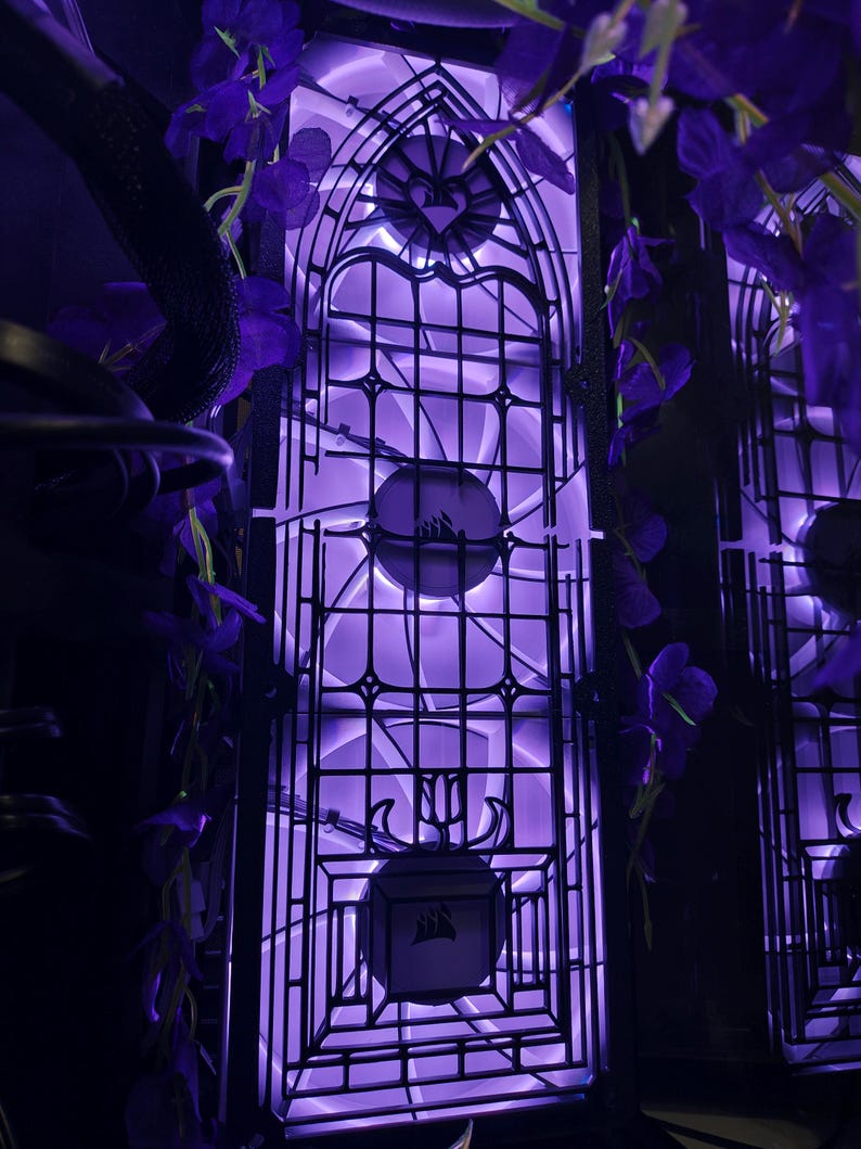 Gothic Heart Stained Glass PC Fan Grill | Gaming Decor, Cute PC Case ...