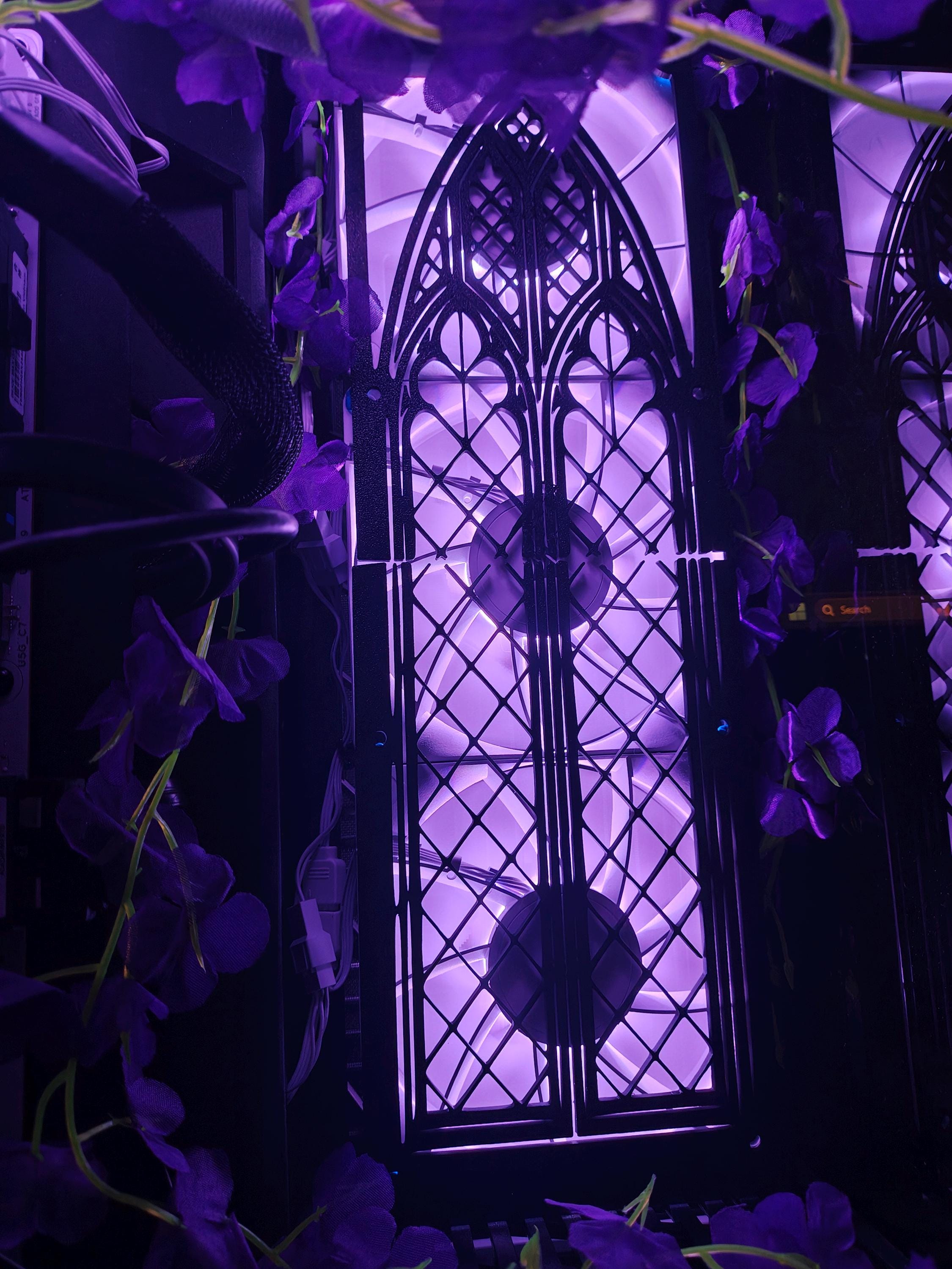 Gothic Stained Glass PC Fan Grill - Elegant Cathedral Window 3D Printed ...