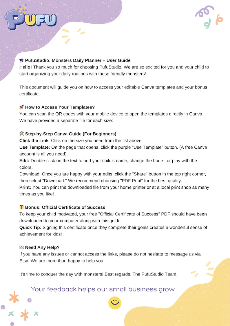 ADHD Friendly Kids Monster Planner Bundle | Editable Canva Daily Weekly ...