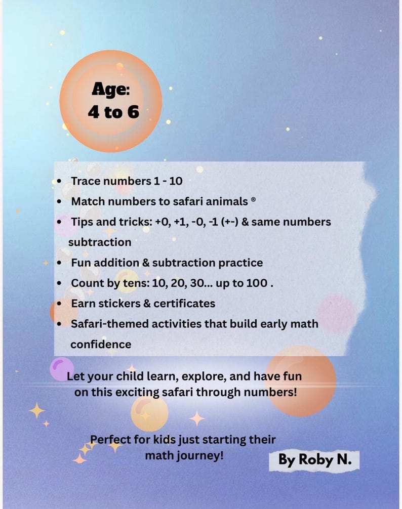 Kindergarten Math Workbook Printable (ages 4–6) | Safari Math ...