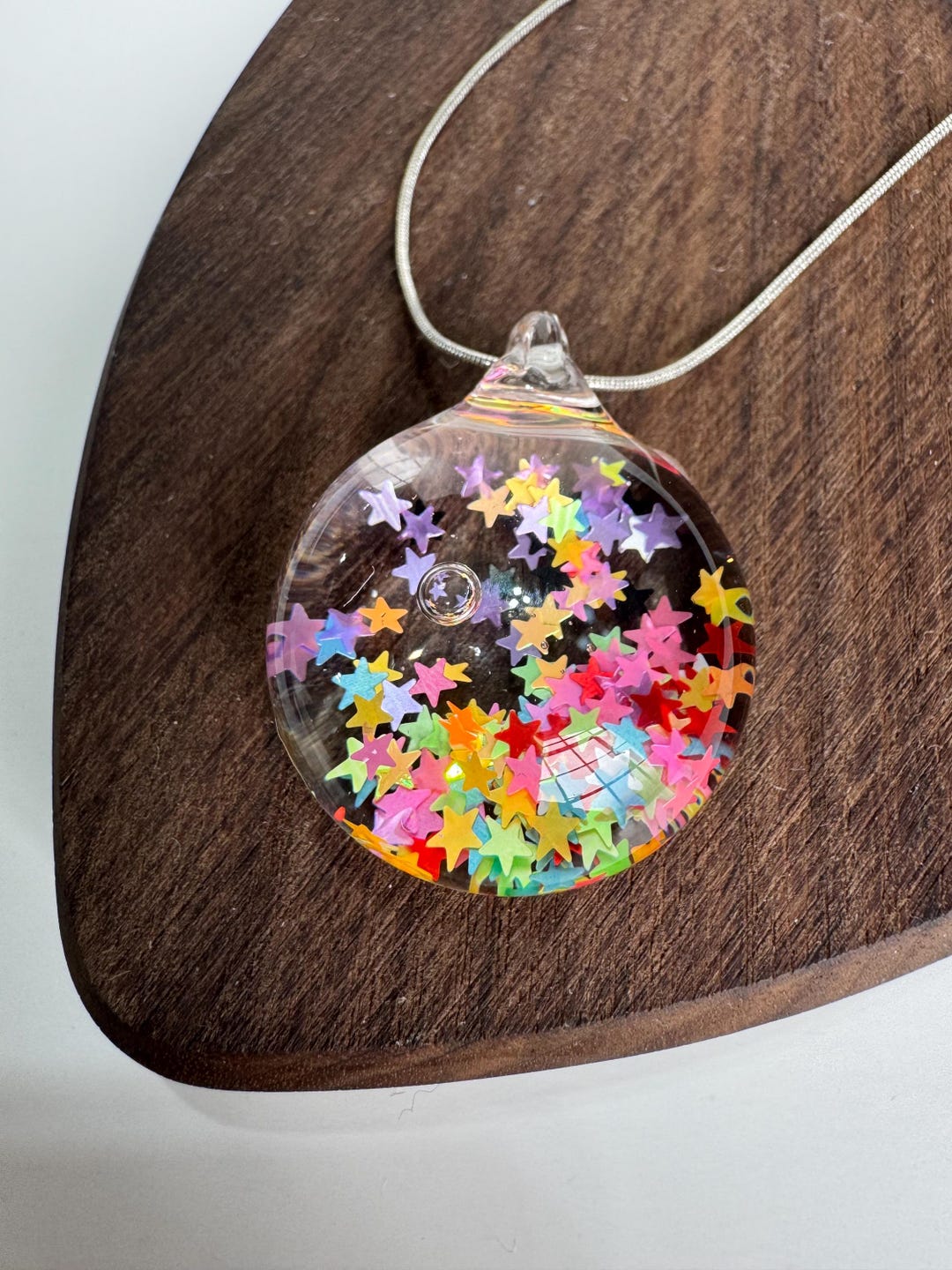 Liquid Filled Blown Glass Floating Stars Pendant Necklace - Etsy