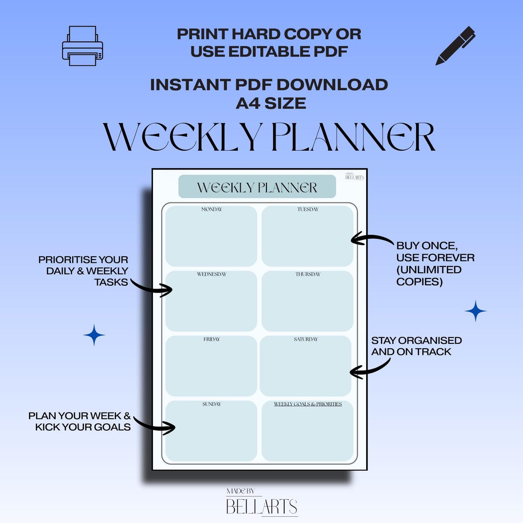 Weekly Planner Printable PDF | Prioritise Your Tasks - Daily & Weekly ...