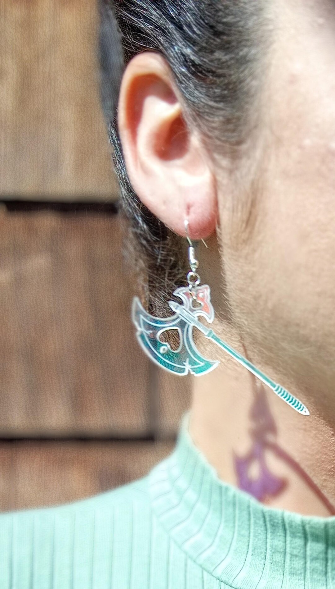 Iridescent Battle Axe Earrings - Etsy