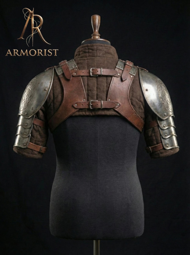 Engraved Celtic Steel Pauldrons and Gorget Set | Medieval Viking ...