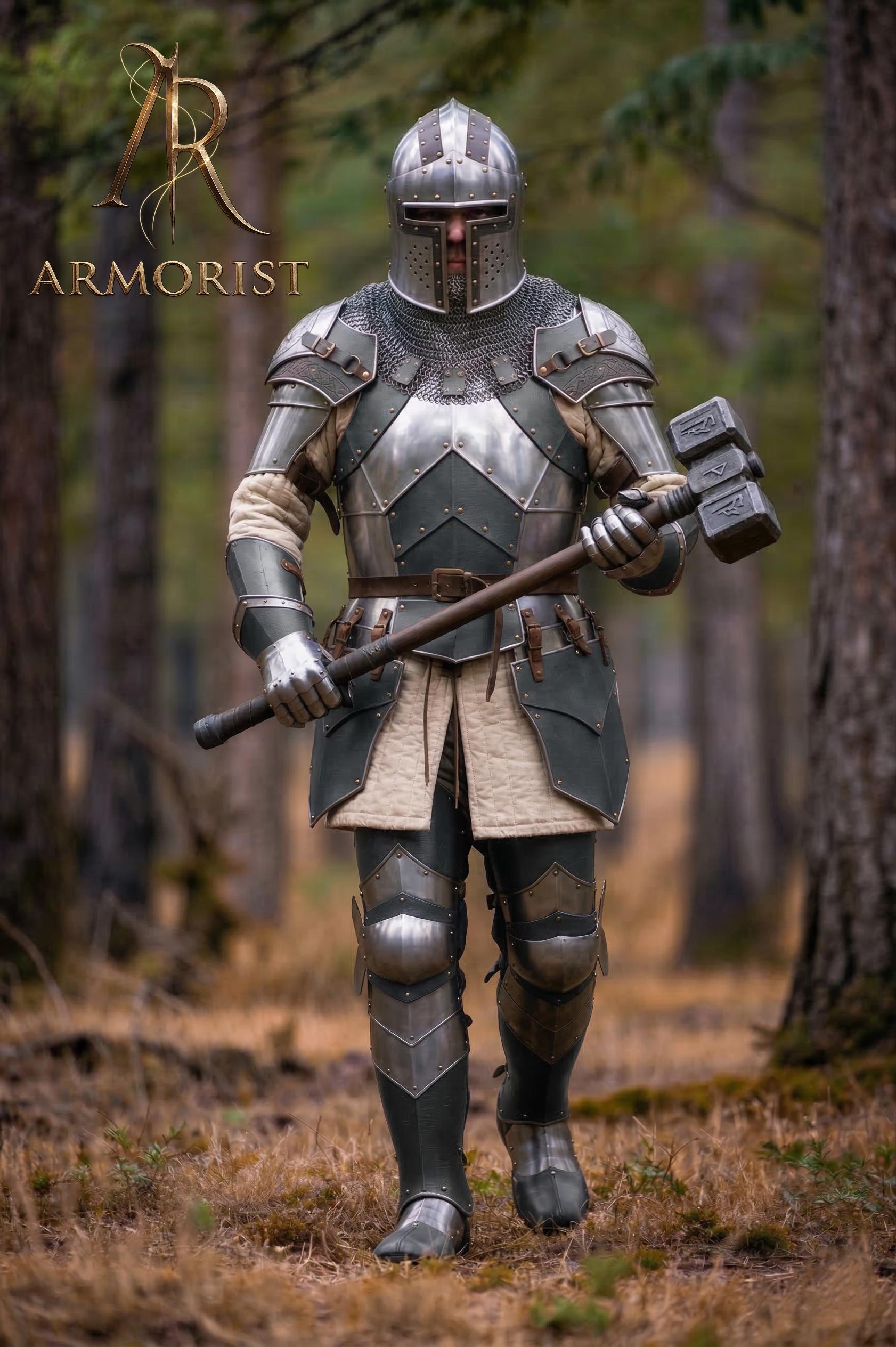 Medieval Dwarven Style Full Armor Suit | Steel & Leather LARP Knight ...