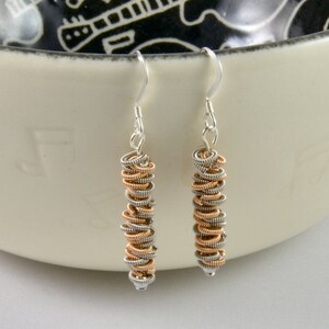 Staccato Guitar String Dangle Earrings Two Tone - Etsy
