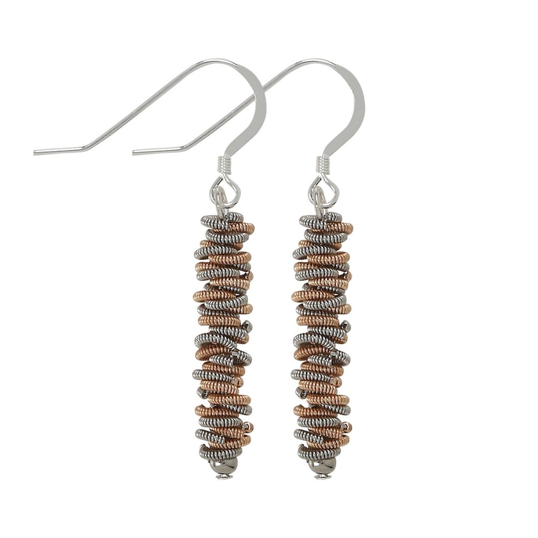 Staccato Guitar String Dangle Earrings Two Tone - Etsy