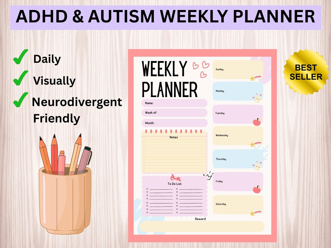 ADHD Autism Weekly Planner | Neurodivergent Mind | Focus Support ...