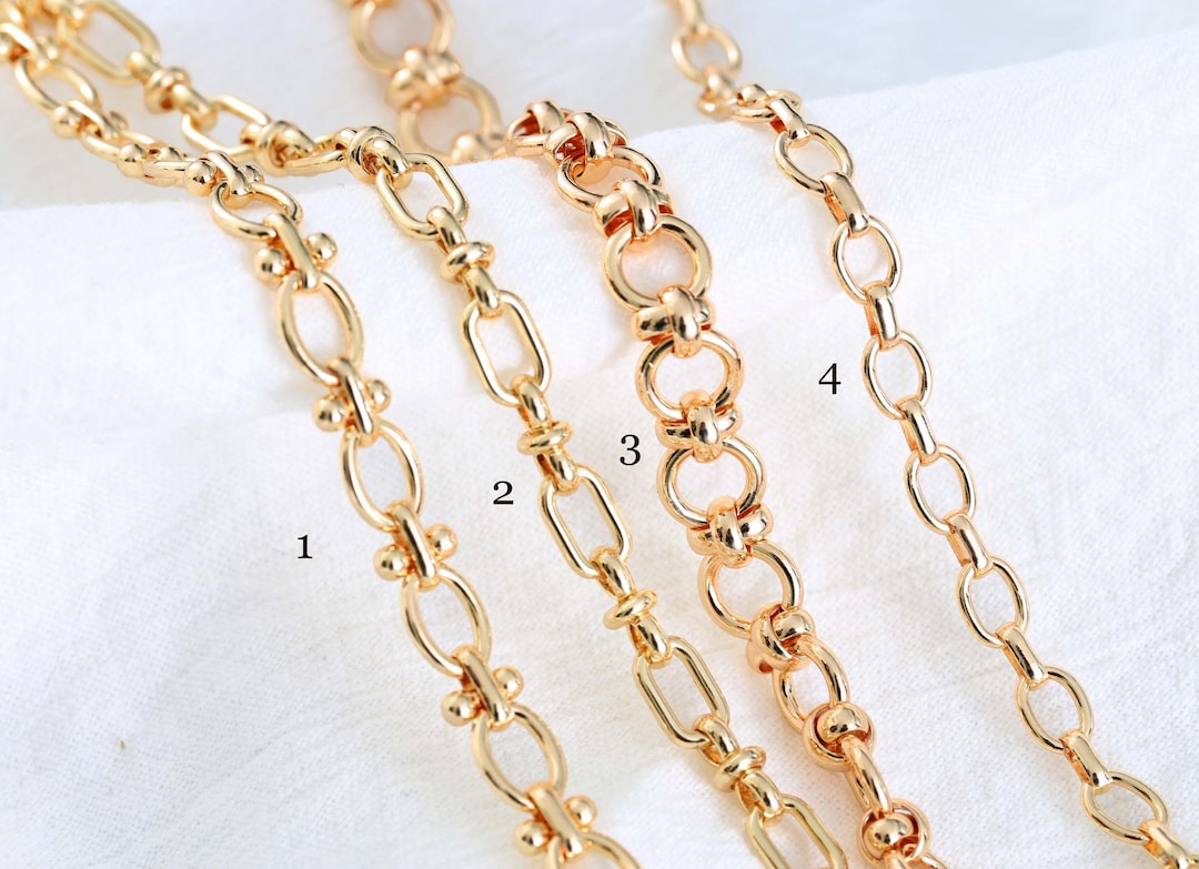 Gold Chain Charms, 4 Styles Mixed Link Chains, Jewelry Making Supplies ...