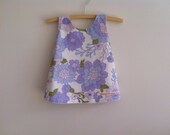 Items similar to Upcycled baby dress, mauve and blue floral baby pinny ...