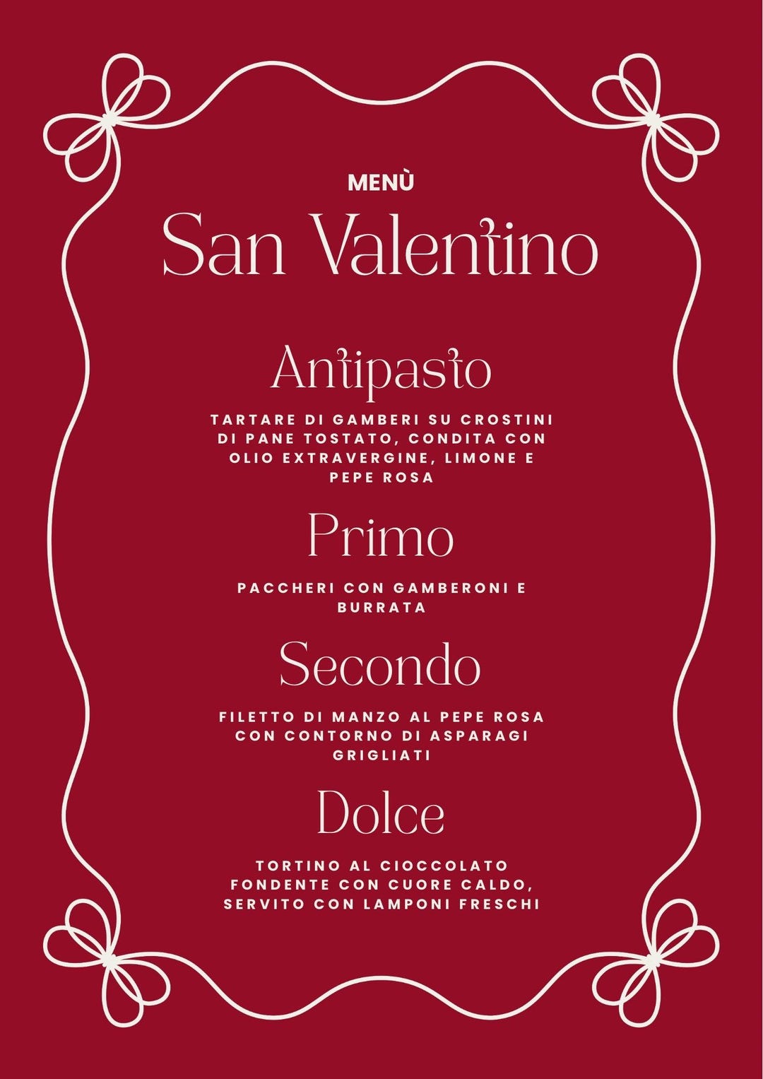 Valentine's Day Menu Template - Etsy