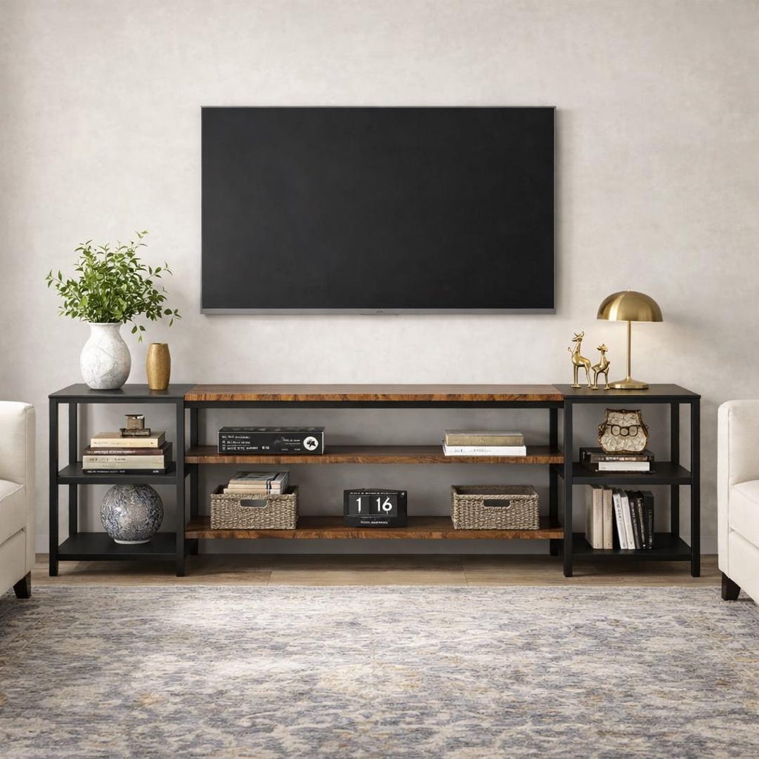 Large TV Stand 78 Inch, Media Entertainment Center for 85 Inch - Etsy