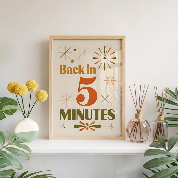 Be Back in 5 Minutes Sign - Etsy