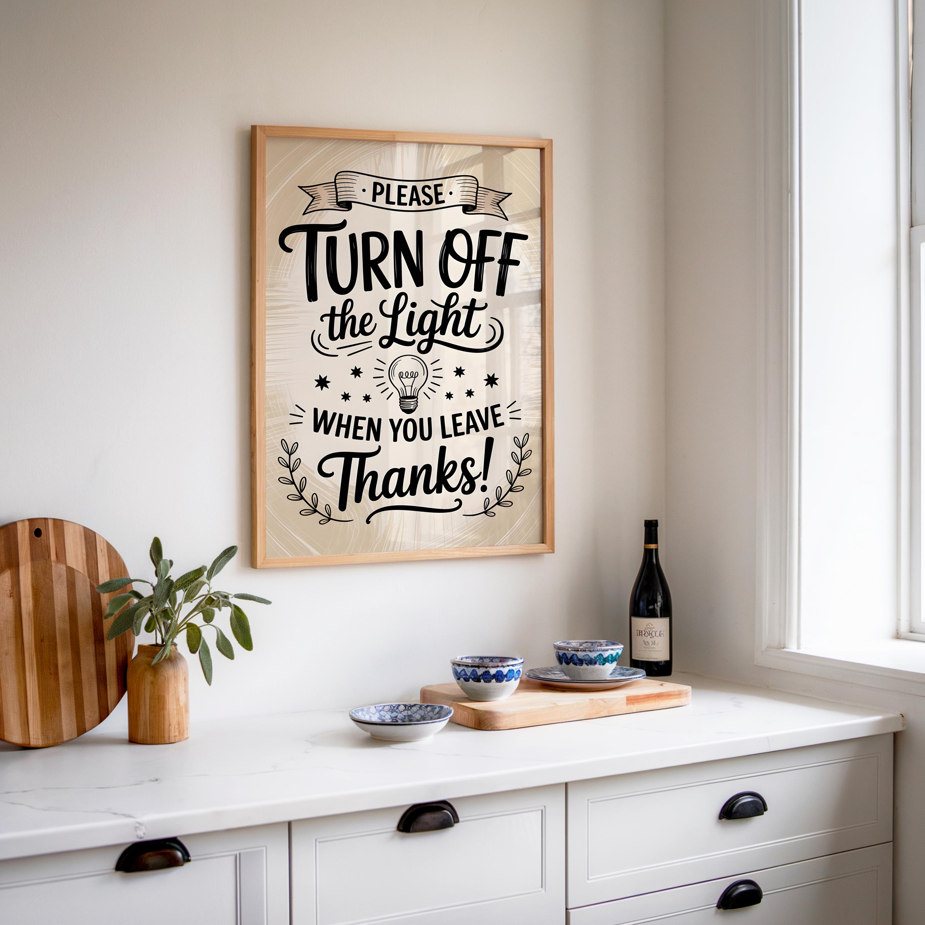 Please Turn off the Light When You Leave Thanks Hand Lettered Bathroom ...
