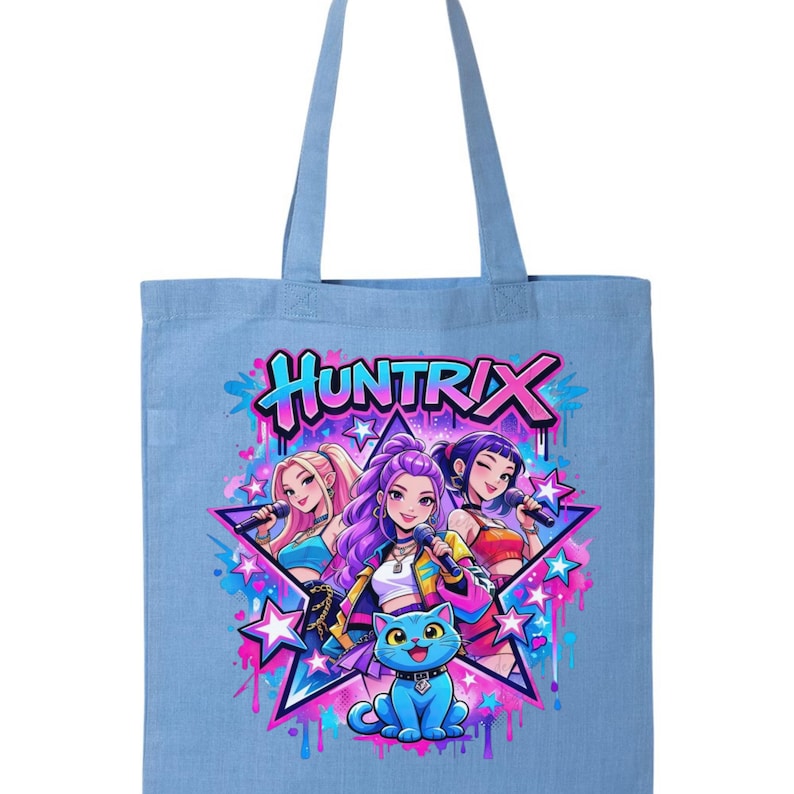 Huntrix Neon Color Girls Tote Bag, Saja Characters Cotton Canvas Bag ...