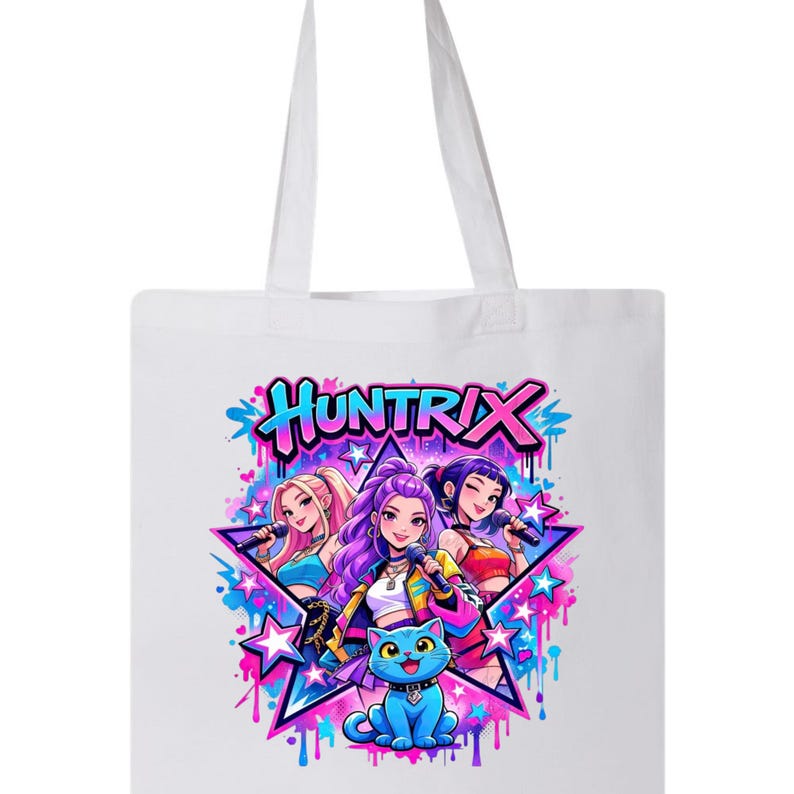 Huntrix Neon Color Girls Tote Bag, Saja Characters Cotton Canvas Bag ...