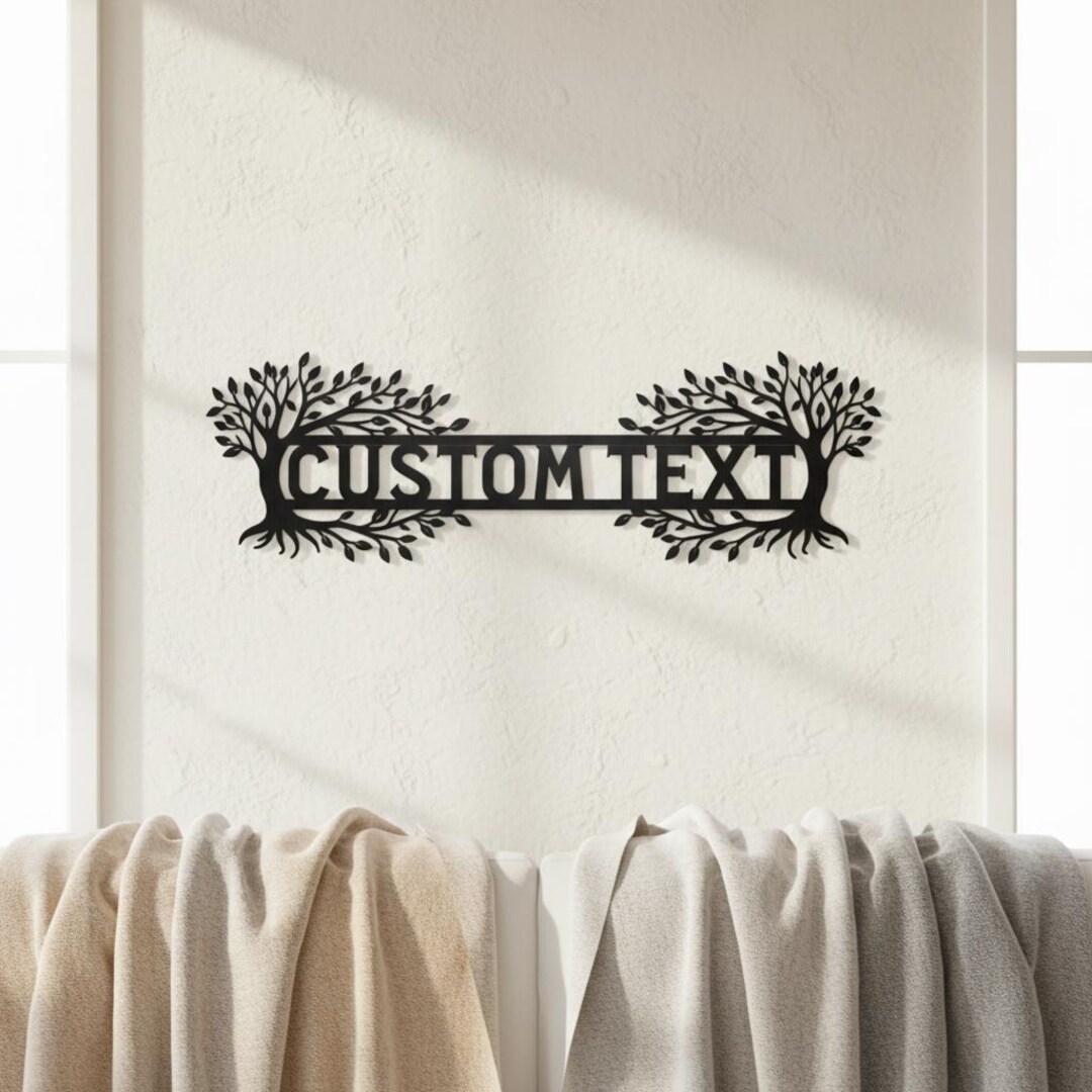 Custom Family Name Sign, Metal Tree Wall Art, Personalized Last Name ...