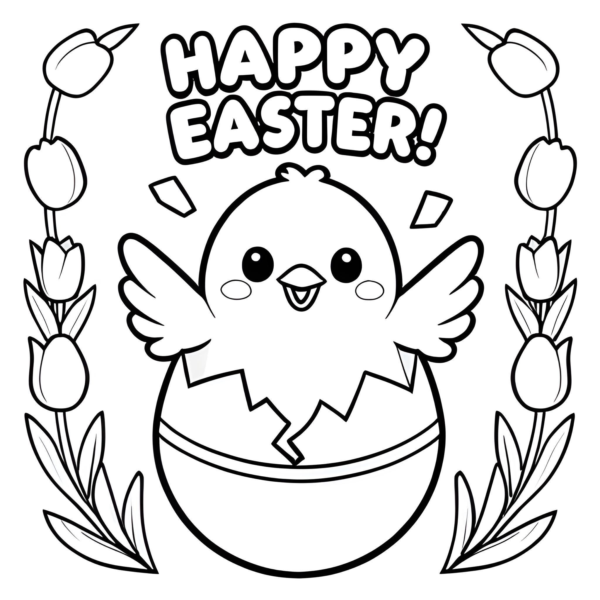 Easter Chick Hatching Coloring Page Printable | Spring Activity for ...