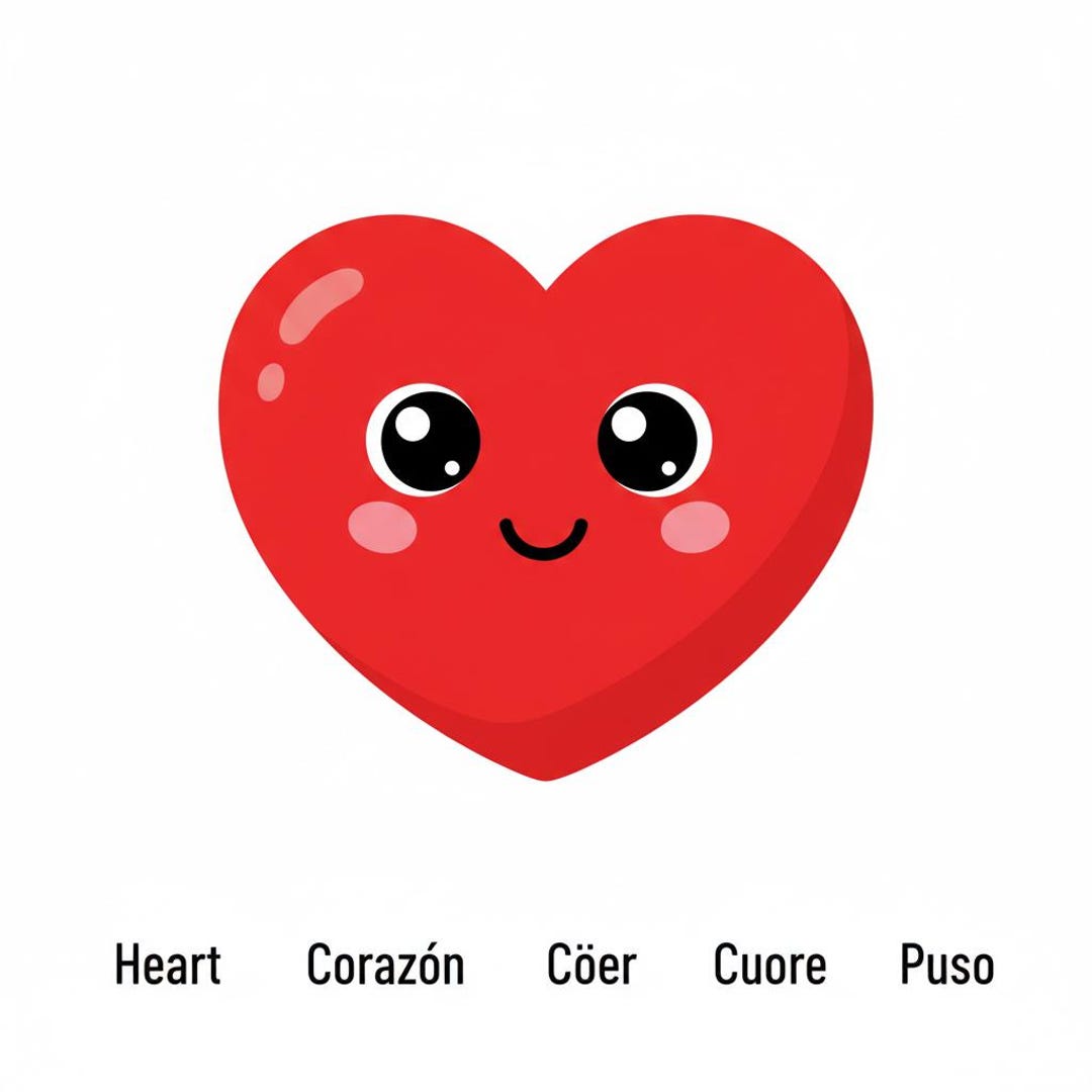 Heart Shape Flashcard Printable | Multilingual Kids Learning | English ...