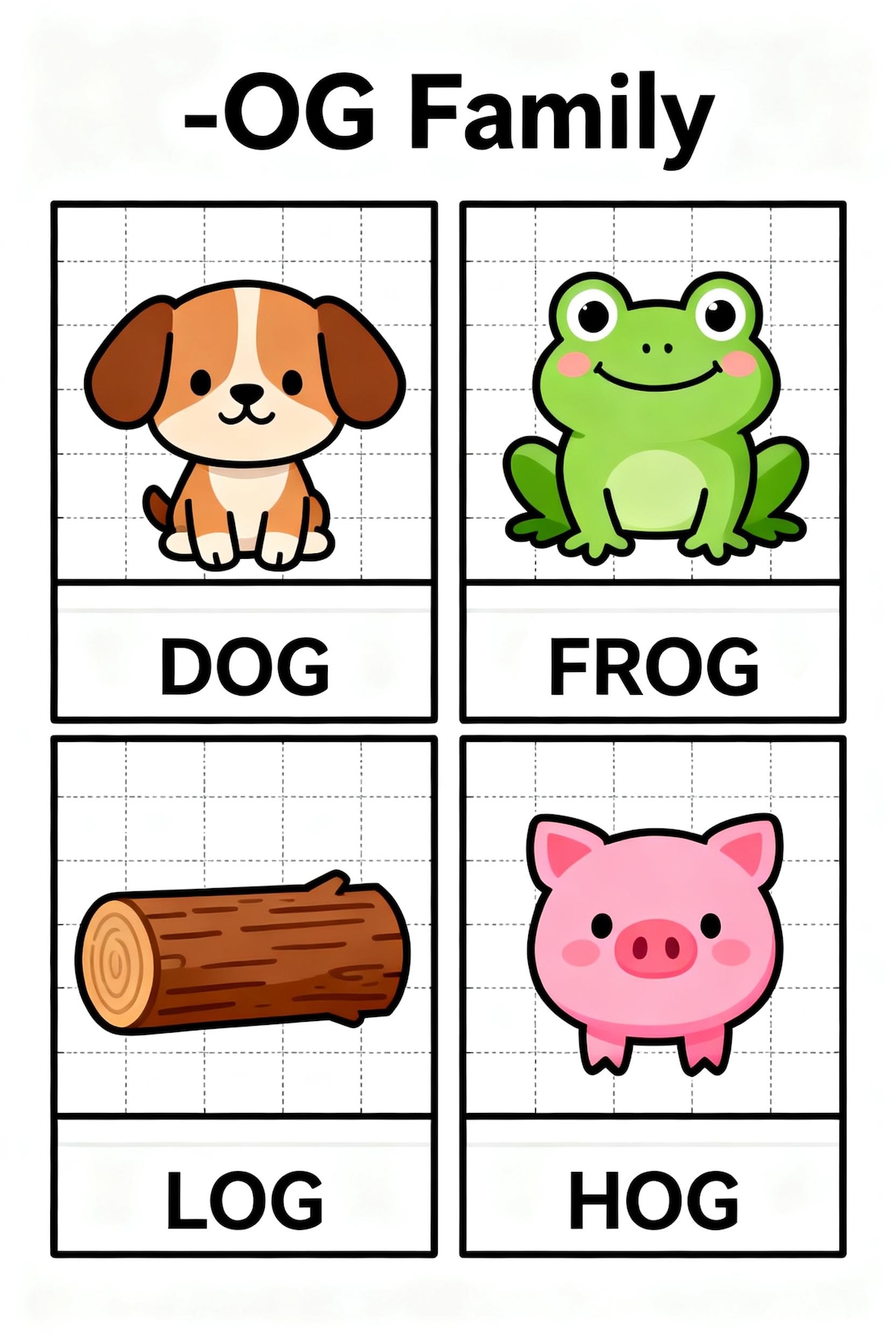 OG Word Family Flashcards Printable | Rhyming Words for Kids | Phonics ...