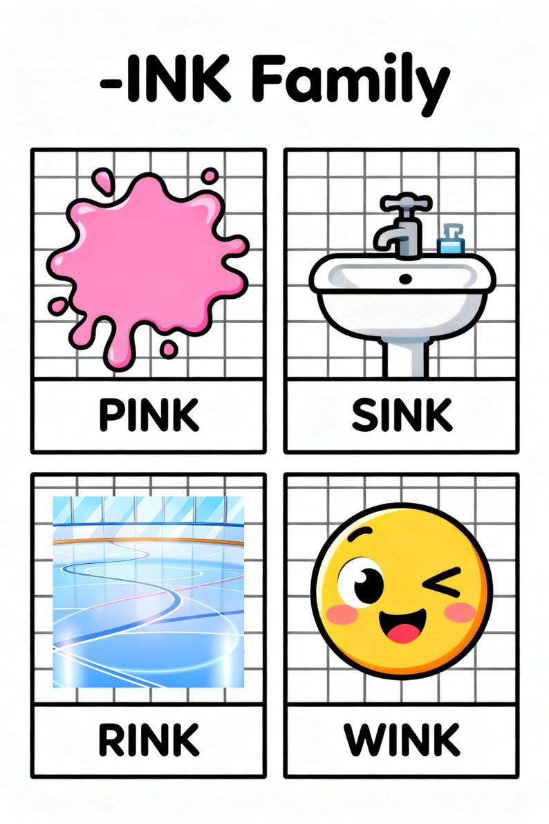 INK Word Family Flashcards Printable | Rhyming Words for Kids | Phonics ...