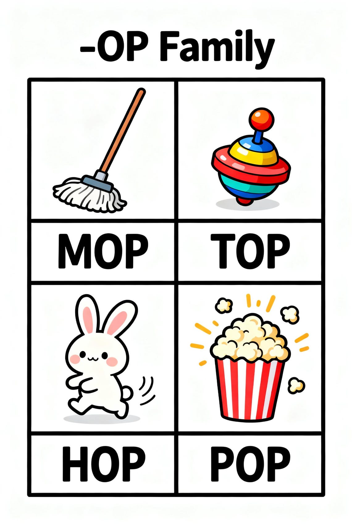 OP Word Family Flashcards Printable | Rhyming Words for Kids | Phonics ...