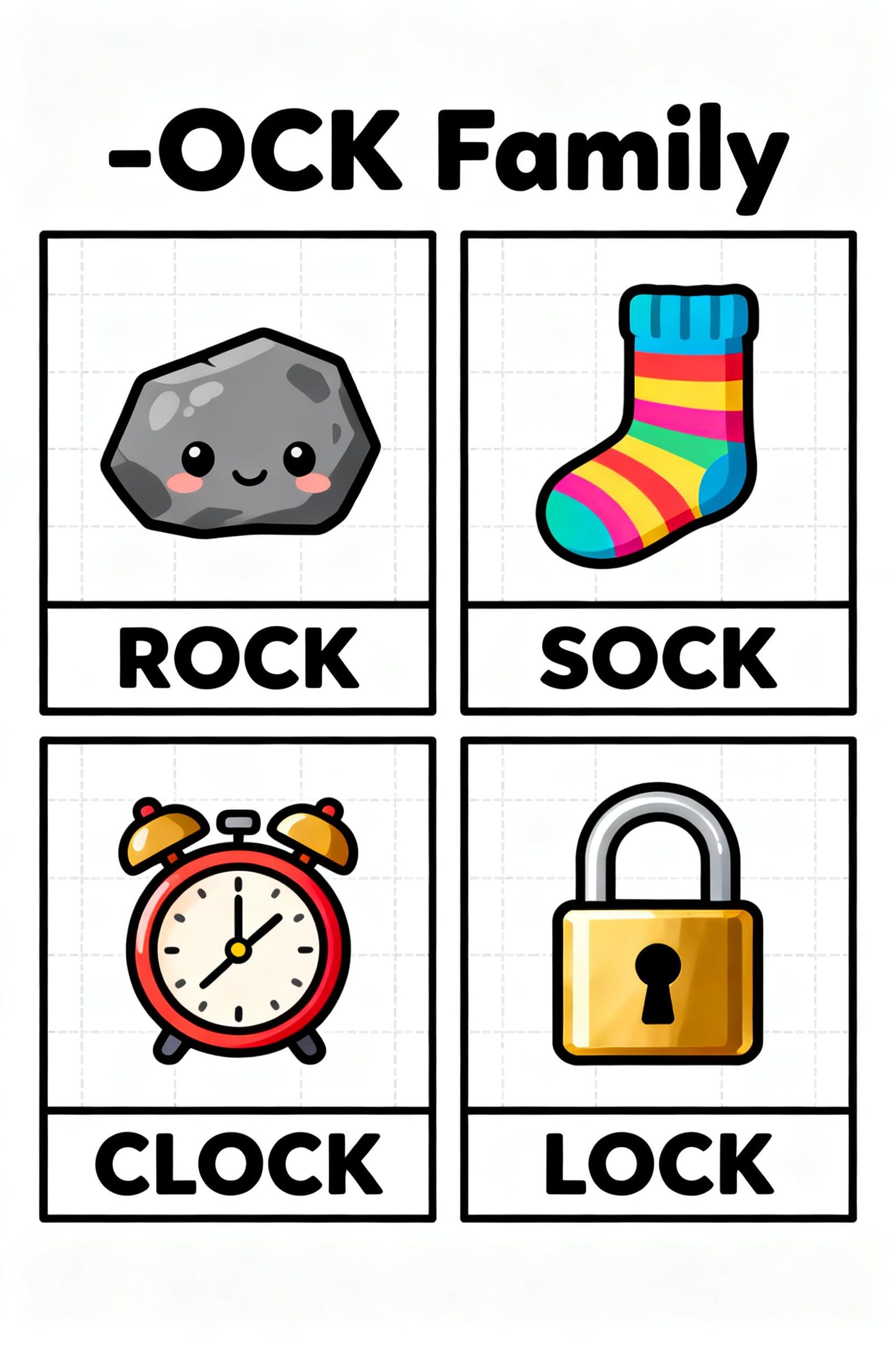 OCK Word Family Flashcards Printable | Rhyming Words for Kids | Phonics ...