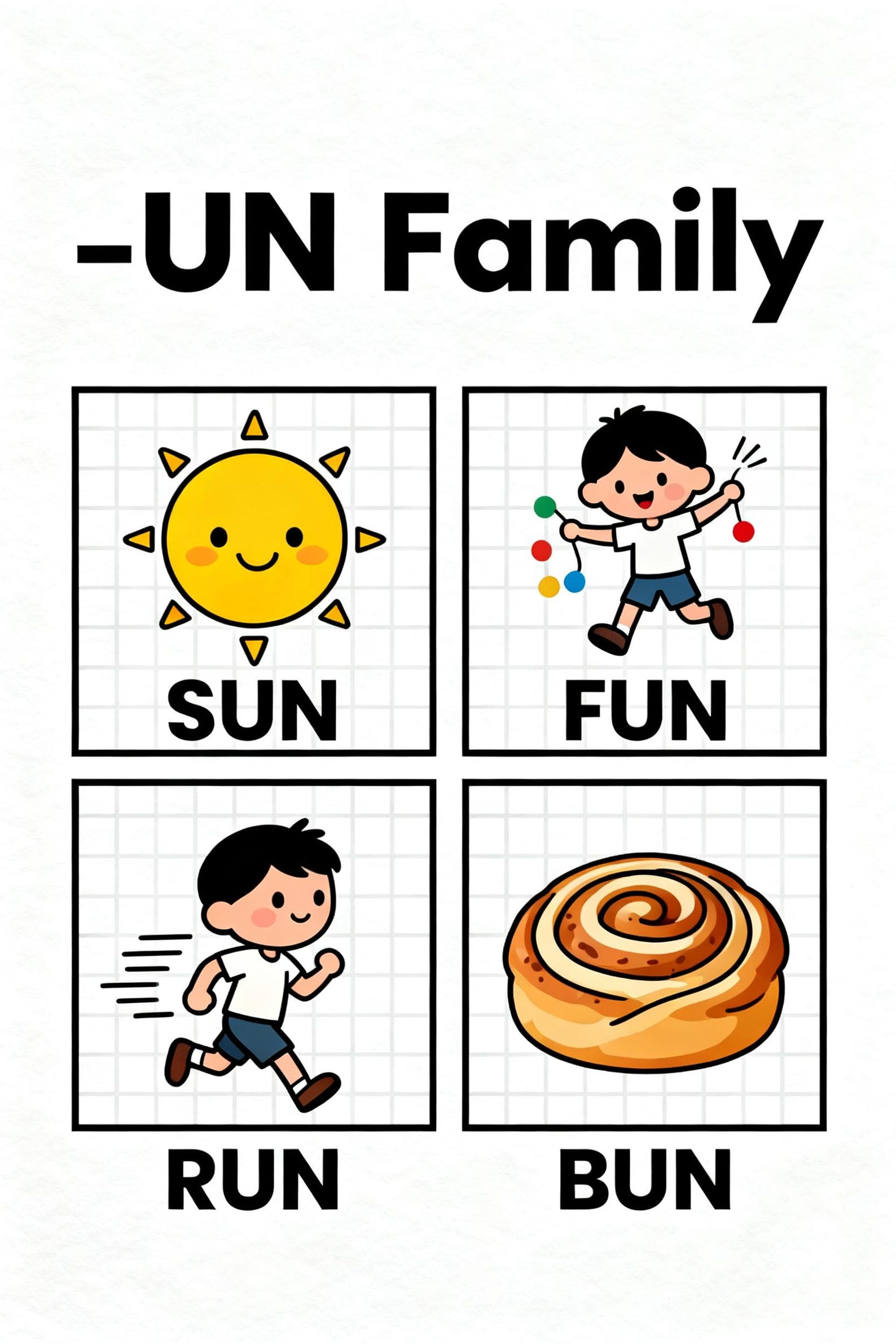 UN Word Family Flashcards Printable | Rhyming Words for Kids | Phonics ...