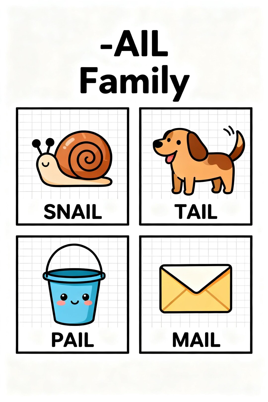 AIL Word Family Flashcards Printable | Rhyming Words for Kids | Phonics ...