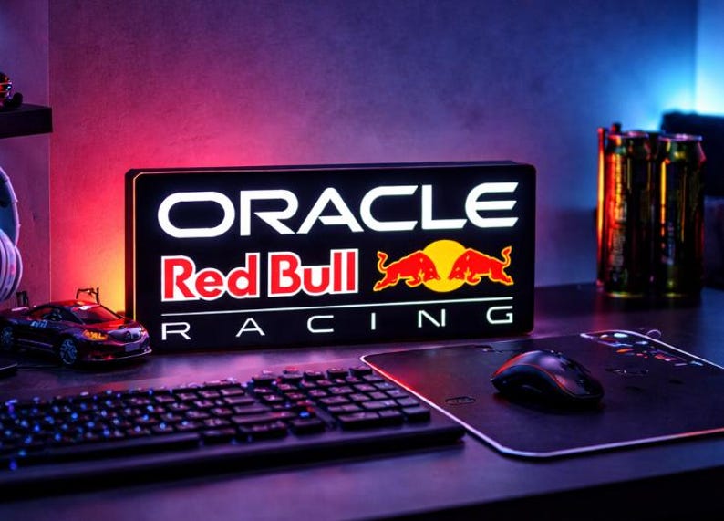 Oracle Bull Racing LED Light Box Sign F1 Man Cave Kids Room Decor Best ...