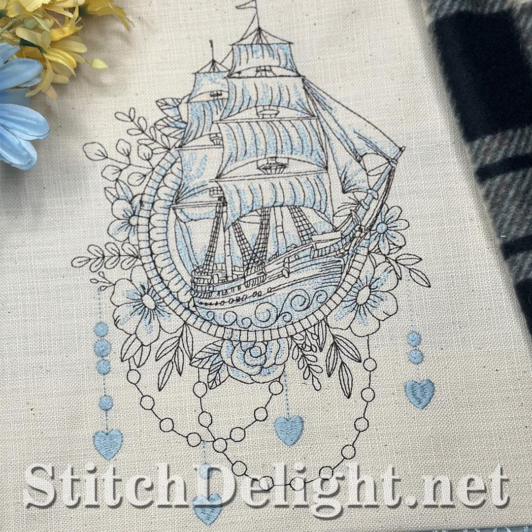 Timeless Ship Machine Embroidery Design | Vintage Nautical | Beginner ...