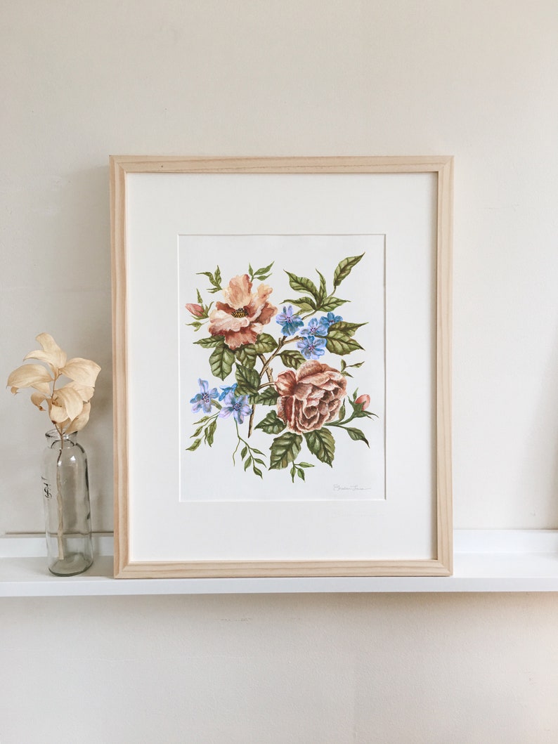 Rustic Wildflower Bouquet Watercolor Print - Etsy