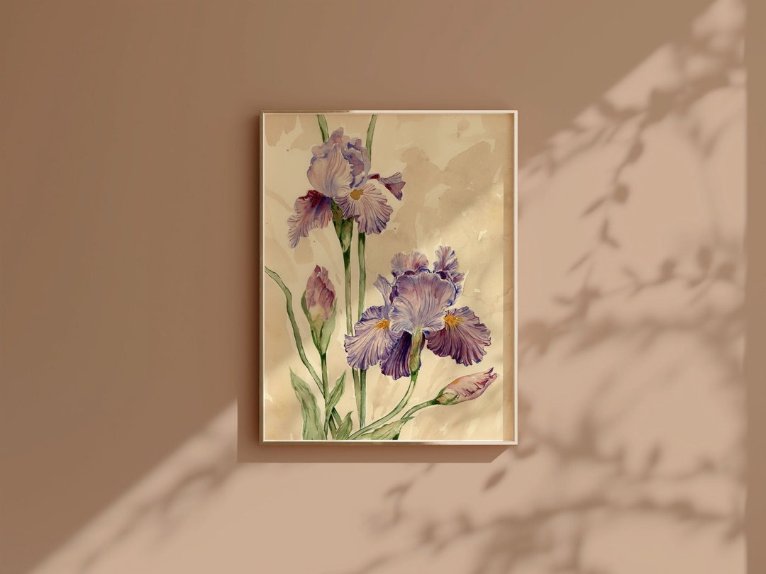 Purple Irises Botanical Watercolor Print | Floral Home Decor | Flower ...