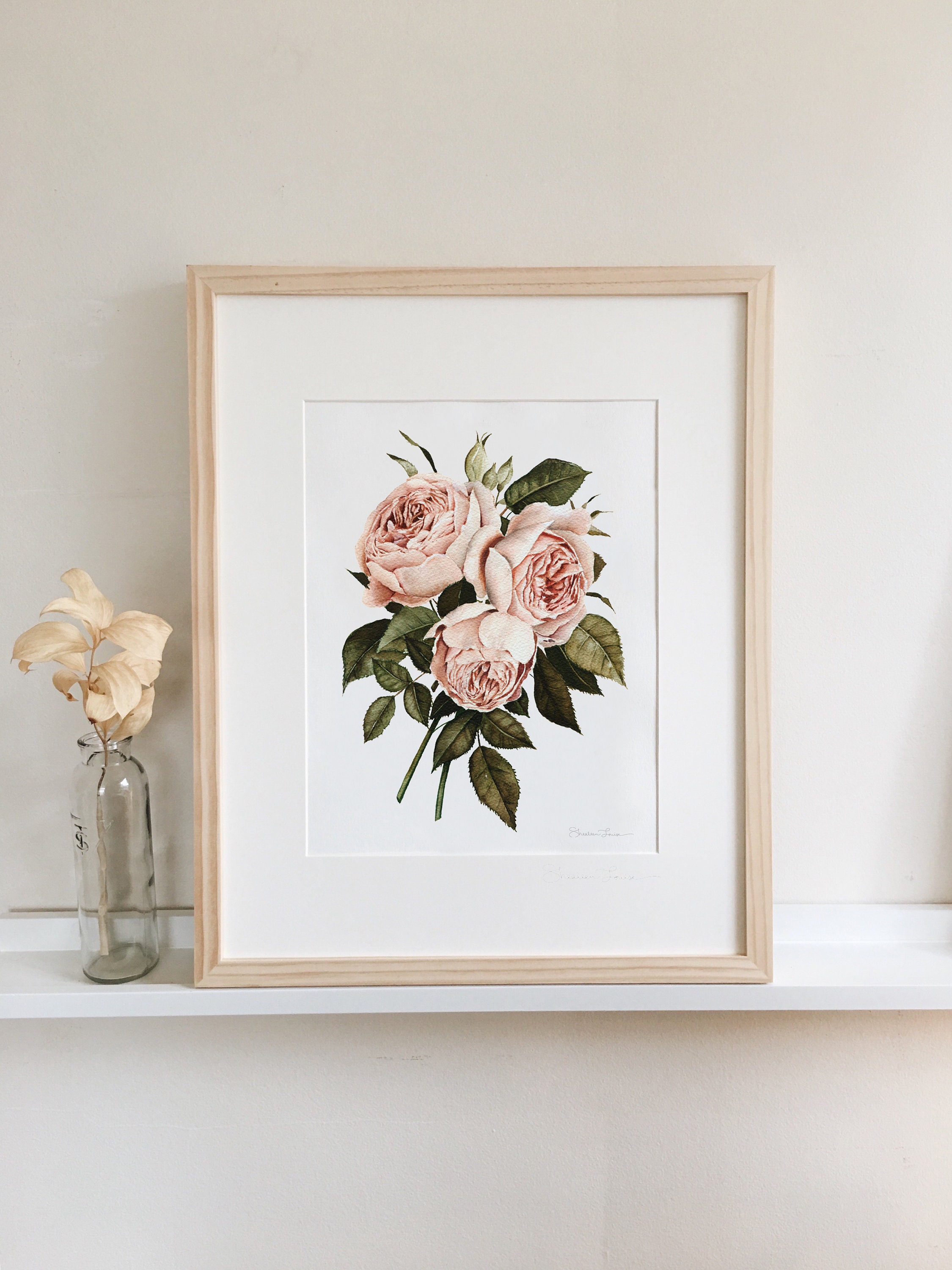 Three English Roses Watercolor Print - Etsy