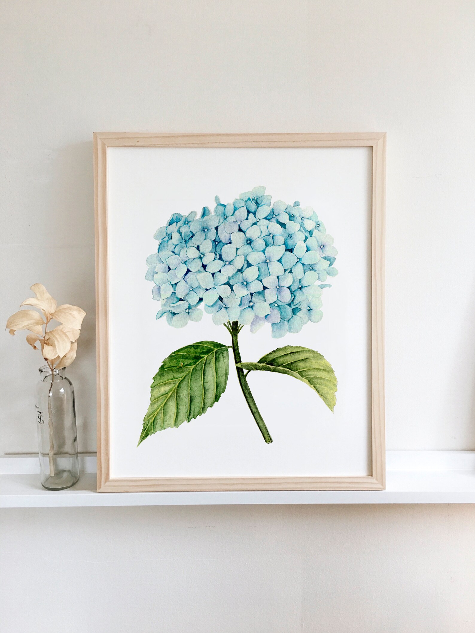 Blue Hydrangea Art Print | Watercolor Artwork | Floral Home Decor | - Etsy