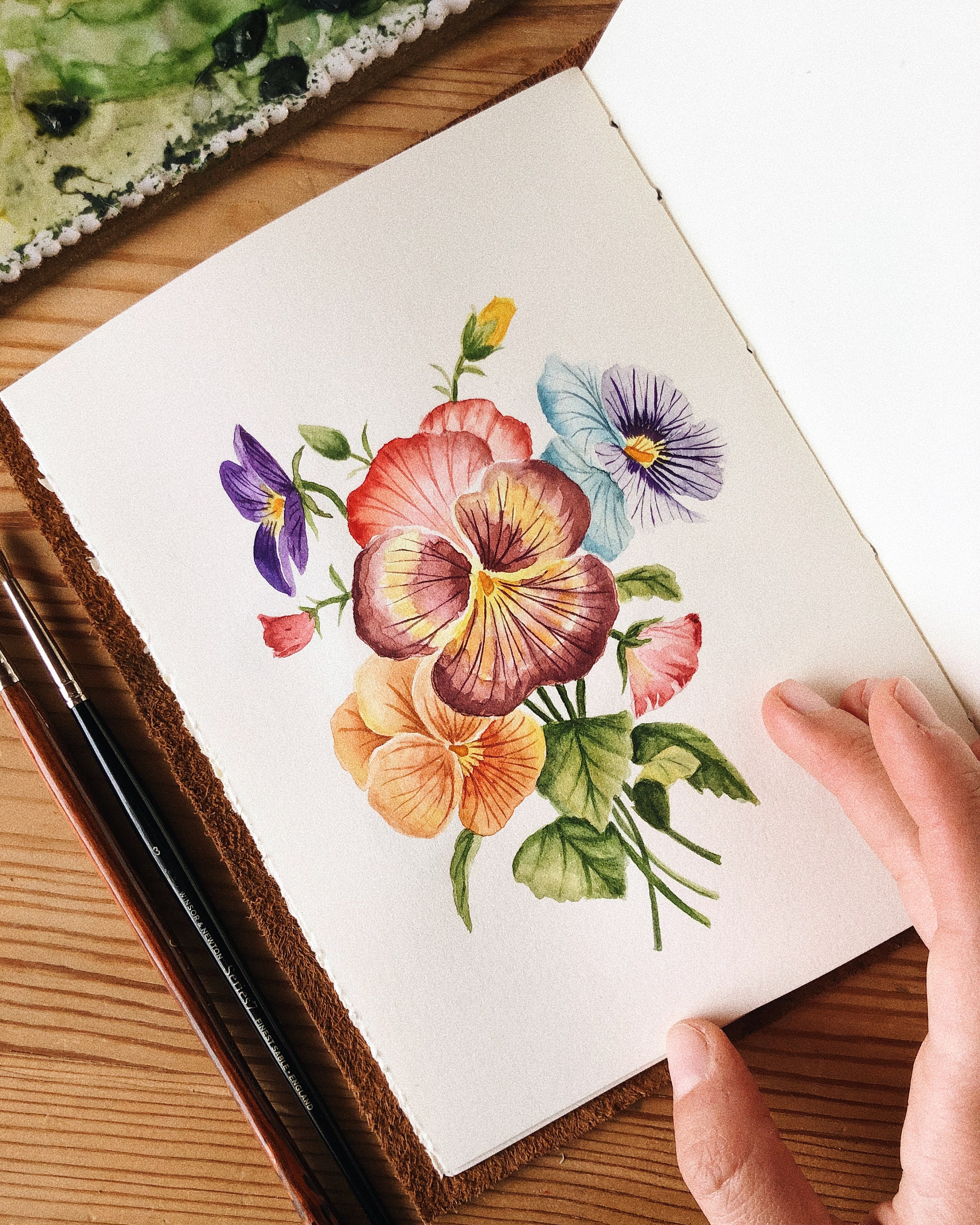 Colorful Pansy Flowers Watercolor Art Print Wildflower Bouquet Painting ...