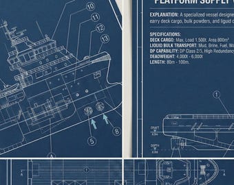 Platform Supply Vessel Blueprint – Marine Engineering Wall Art (A2 A3 ...