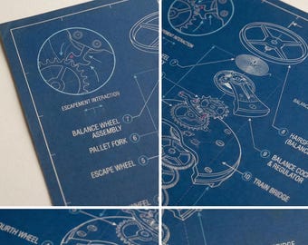 Mechanical Watch Blueprint – Exploded Movement Diagram (A2 A3 A4 ...