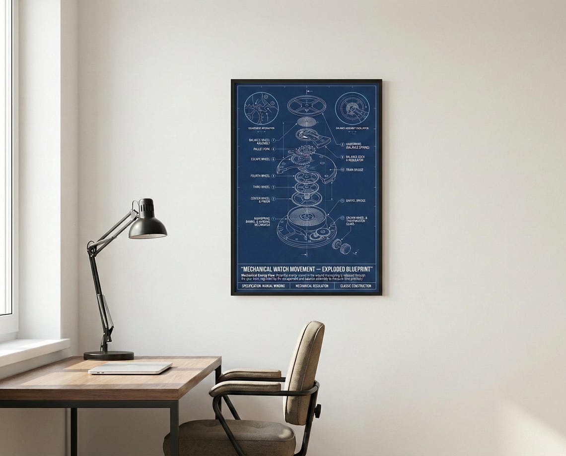 Mechanical Watch Blueprint – Exploded Movement Diagram (A2 A3 A4 ...