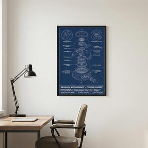 Mechanical Watch Blueprint – Exploded Movement Diagram (A2 A3 A4 ...