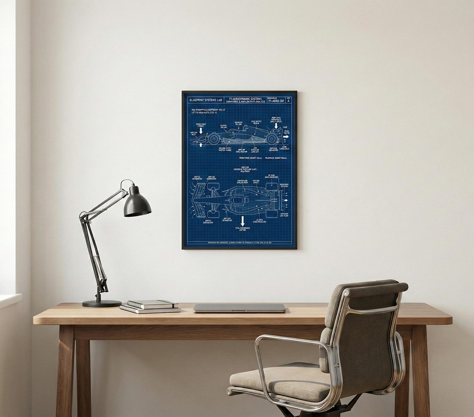 Formula 1 Aerodynamics Blueprint Poster | F1 Downforce Airflow Diagram ...