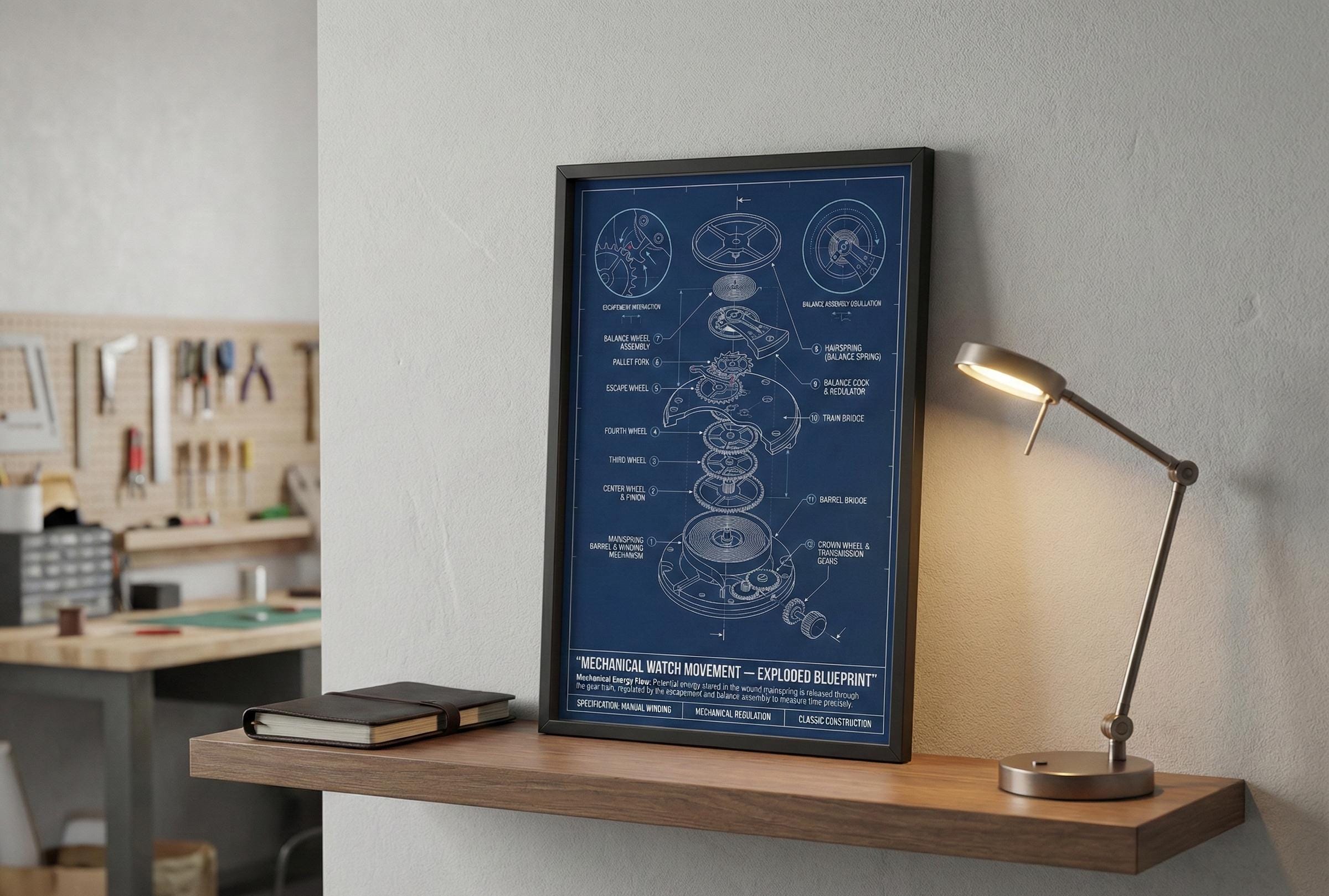 Mechanical Watch Blueprint – Exploded Movement Diagram (A2 A3 A4 ...